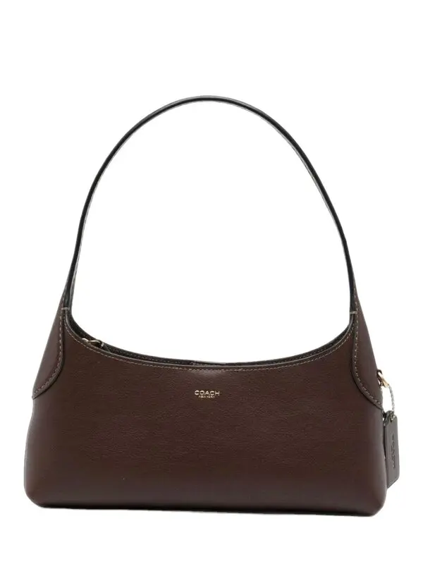 COACH Brooklyn Shoulder Bag In Natural Grain Leather With Charm And Zip Closure - Brown