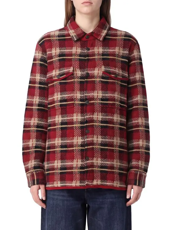 Guest In Residence Check 100% Cashmere Shirt With Classic Collar - Red