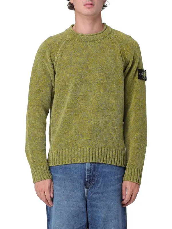 Stone Island Crewneck Cotton Jumper With Compass Logo Patch - Green