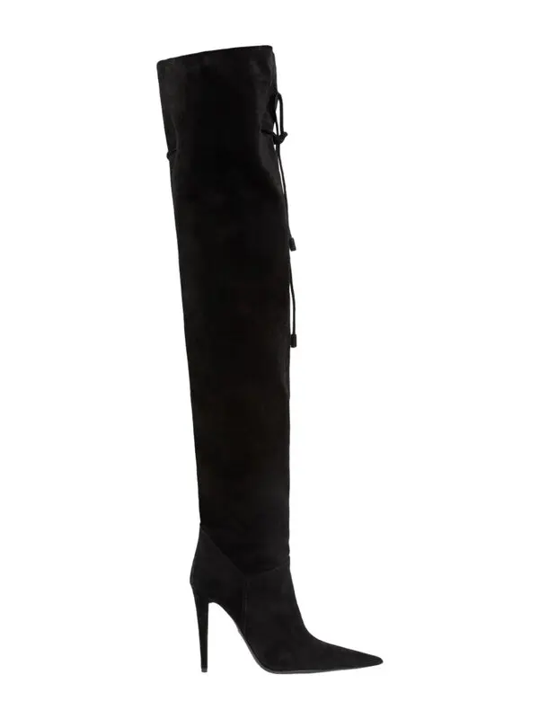GIUSEPPE ZANOTTI Suede Over-the-knee Boots With Stiletto Heel - Black