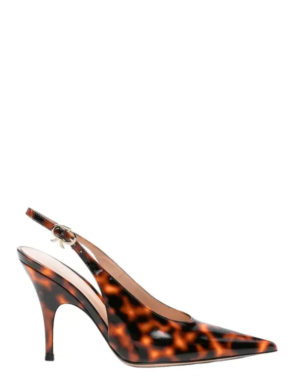GIANVITO ROSSI Sofia Tortoiseshell-effect Patent Leather Slingback Pumps - Red