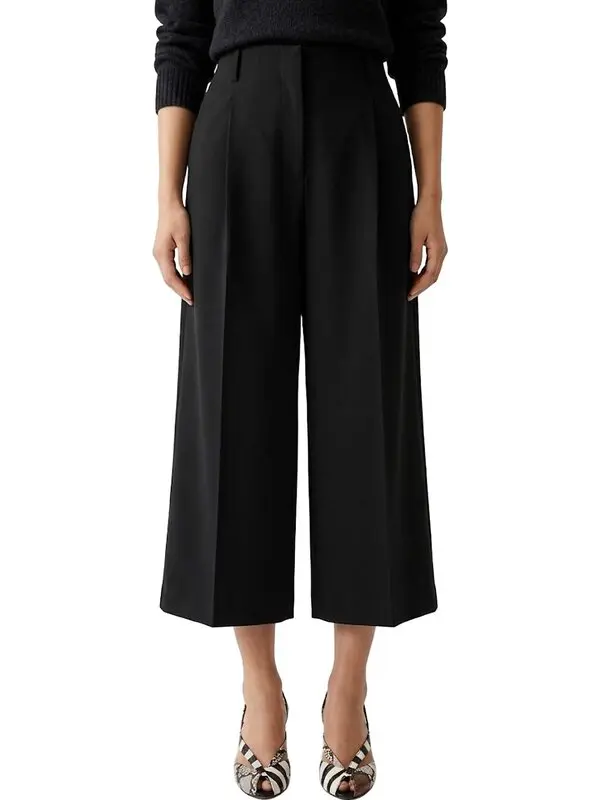 Jacquemus Miami High-waisted Cropped Wide-leg Trousers In Linen Blend - Black