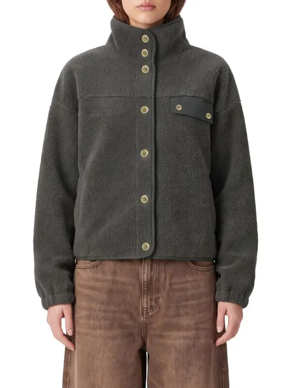 Barbour Relaxed Fit Fleece Jacket In Recycled Polyester With High Neck - Olive