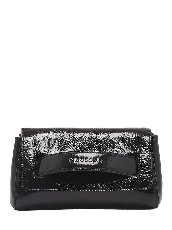 Orciani Gossip Mini Handbag In Laminated Leather With Flap Closure - Black