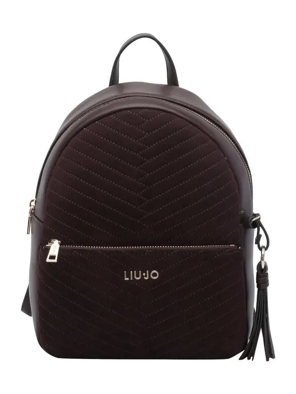 Liu Jo Faux Leather Backpack With Chevron Pattern And Adjustable Straps - Red
