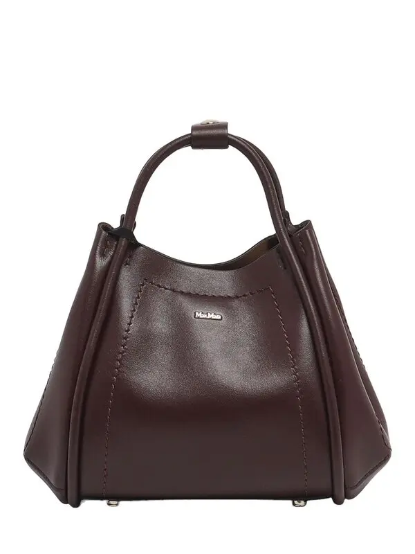 Max Mara Marins Mini Smooth Leather Tote Bag With Double Handle - Burnt