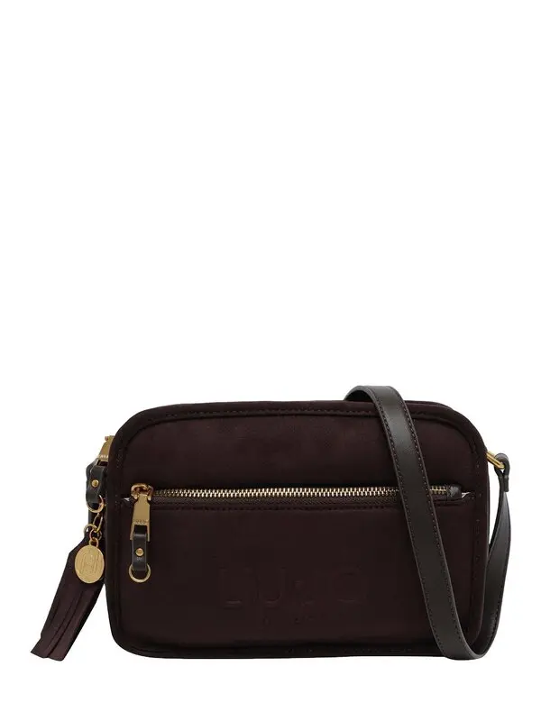 Liu Jo Suede-effect Faux Leather Crossbody Bag With Tone-on-tone Logo - Brown
