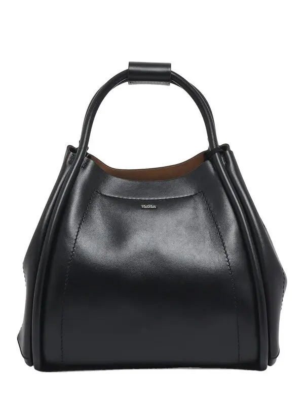 Max Mara Marins Smooth Leather Handbag With Double Handle - Black