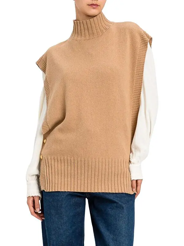 TWINSET High-neck Wool And Cashmere Blend Vest - Beige