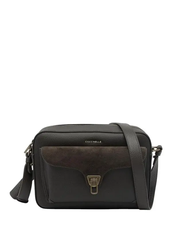 COCCINELLE Beat Waxed Cotton Crossbody Bag With Leather Details - Brown