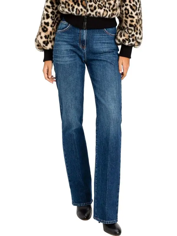 TWINSET High-waisted Straight Jeans In Stretch Cotton - Denim
