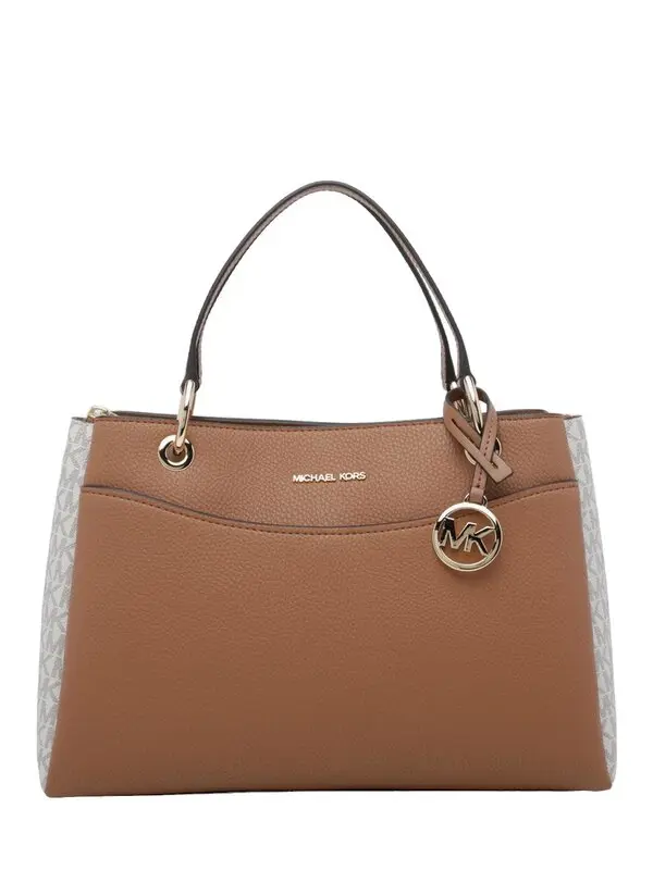 Michael Kors May Monogram Canvas And Leather Handbag With Removable Strap - Earth
