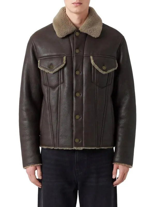 MAISON MARGIELA Lambskin Leather Jacket With Fur Collar And Four Stitches Logo - Brown