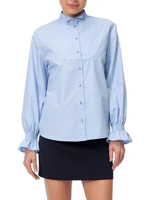 TWINSET Cotton Poplin Shirt With Dropped Shoulders And Wing Collar - Gnawed Blue