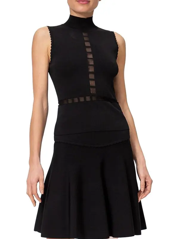 TWINSET Cold-shoulder Knit Turtleneck In Viscose Blend - Black