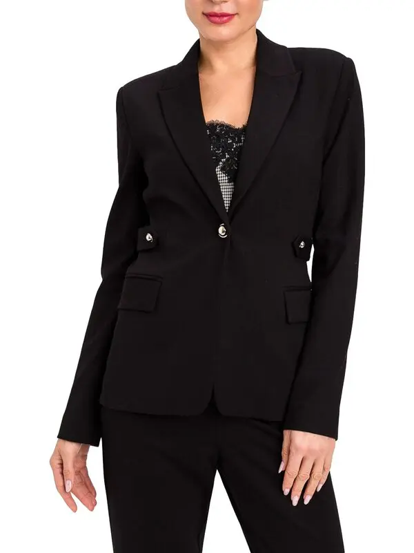 TWINSET Single-breasted Cropped Blazer In Viscose Blend - Black