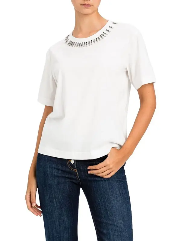 TWINSET Crystal-embellished Cotton T-shirt - White