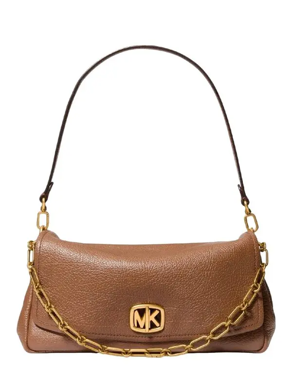 Michael Kors Grained Leather Shoulder Bag With Mk Monogram - Multicolor