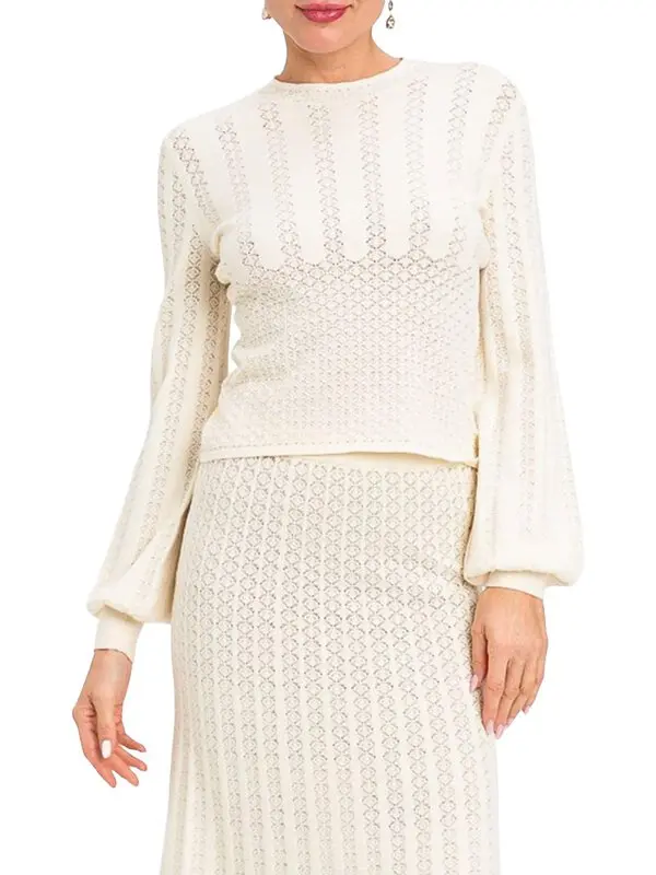 TWINSET Open-knit Crewneck Jumper In Viscose Blend - Pearl