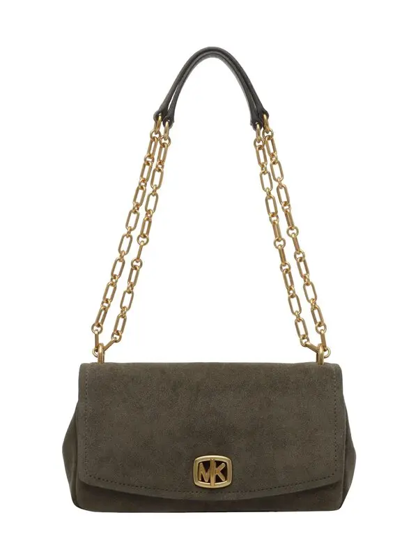 Michael Kors Bryant Suede Shoulder Bag With Chain Handle - Green