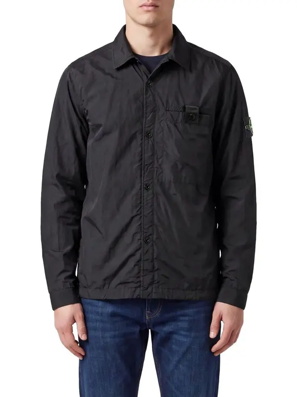 Stone Island Ripstop Nylon Overshirt Padded With Primaloft® Technology - Black