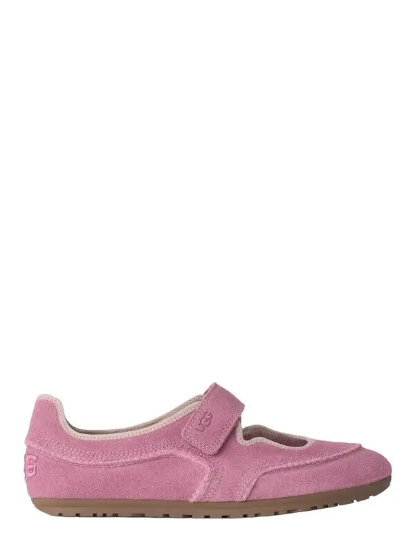 UGG Quill Mary Jane Suede Trainers With Fur Lining And Velcro Closure - Pink