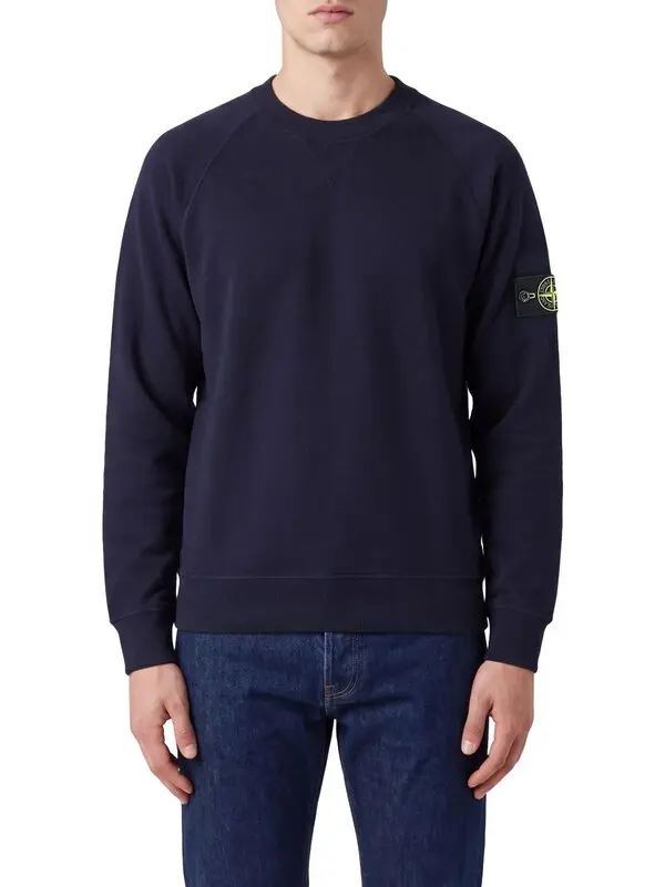Stone Island Compass Logo Wool Blend Crewneck Jumper - Blue