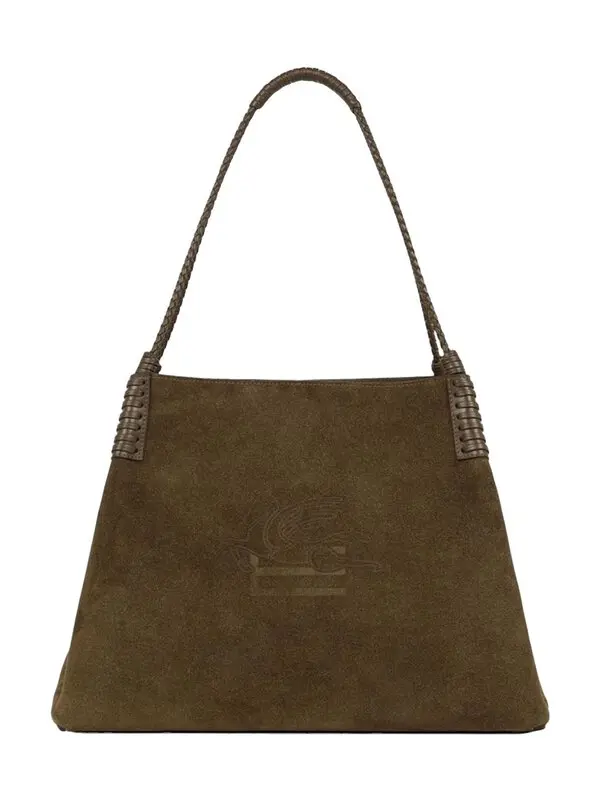 Etro Libra Large Suede Tote Bag With Braided Handles - Brown
