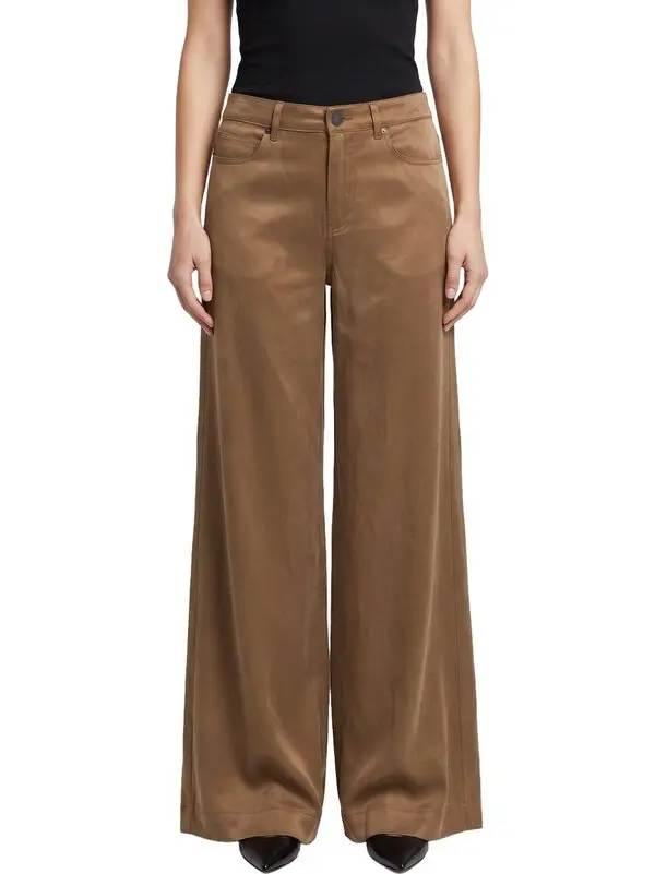 Pinko Porta Viscose Blend Flared Trousers With Love Birds Logo - Brown