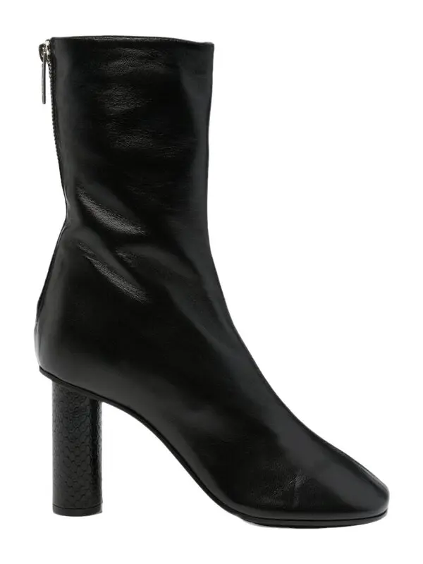 Paris Texas Alice Smooth Leather Boots With Cylindrical Heel - Black