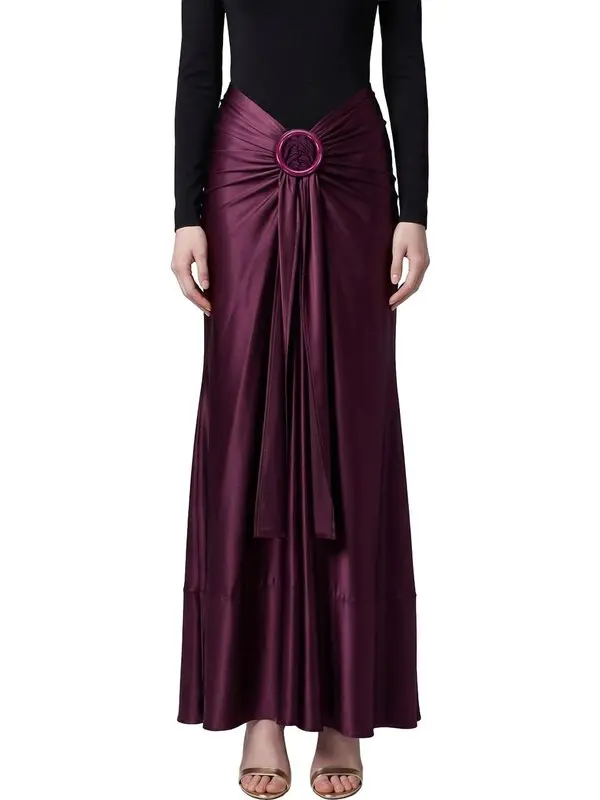 Rabanne Pencil Midi Skirt In Draped Jersey With High Waist - Violet