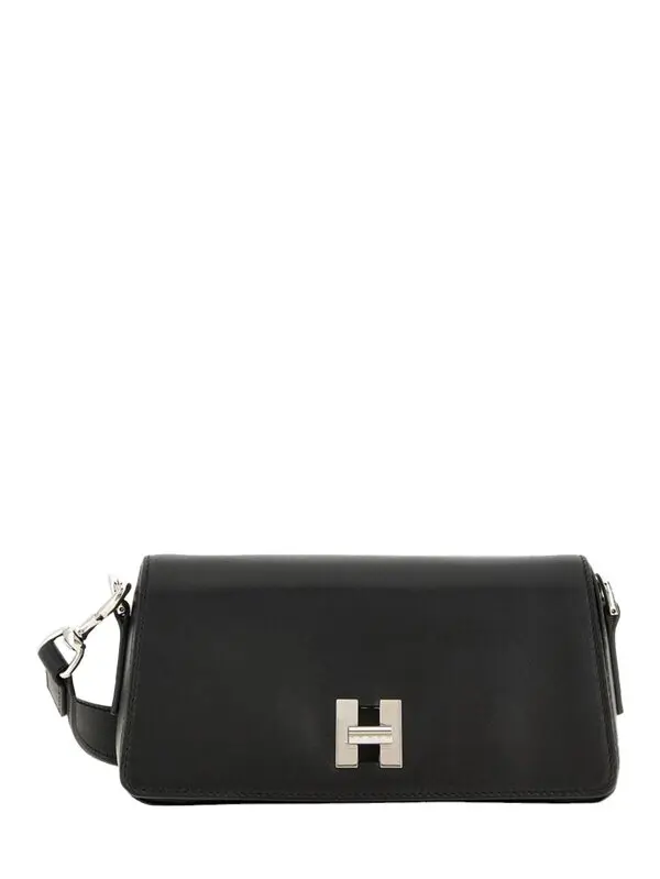 Hogan H-turn Calfskin Leather Mini Shoulder Bag With Turn-lock Closure - Black