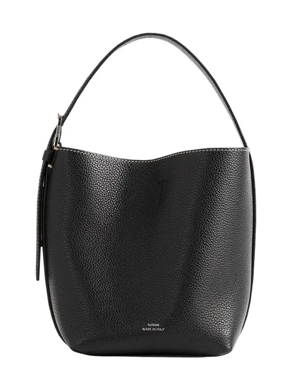 TOTEME Small Grained Leather Tote Bag With Adjustable Handle And Flared Shape - Black