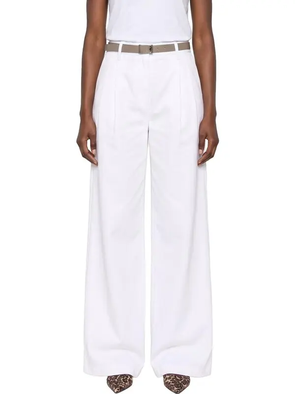 Dolce & Gabbana High-waisted Pleated Wide-leg Denim Jeans - White