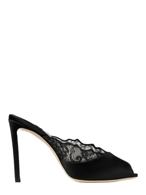 JIMMY CHOO Brigitte Embroidered Lace And Satin Mules With High Stiletto Heel - Black