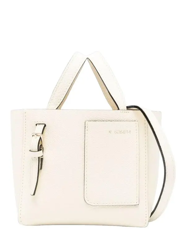 VALEXTRA Grained Cowhide Leather Mini Top Handle Bag With Double Handle And Strap - White