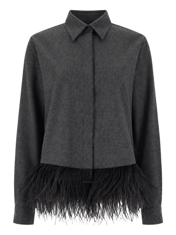 Fabiana Filippi Camicia Con Dettaglio In Piume - Grey