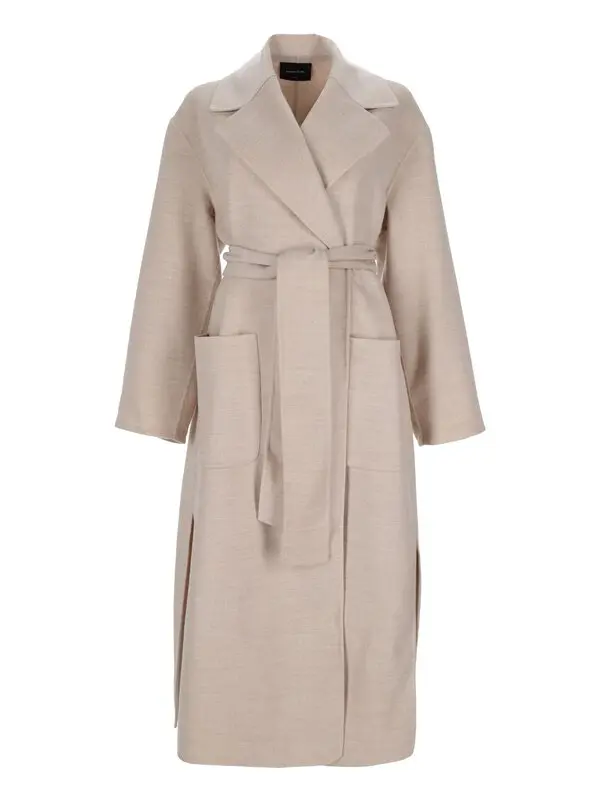 Fabiana Filippi Cappotto In Lana Con Cintura - Beige