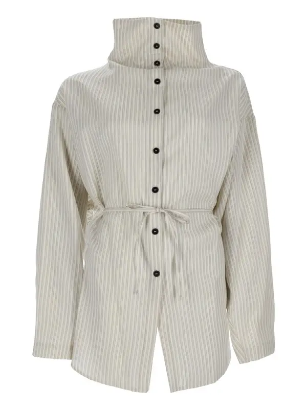 ALYSI Camicia Con Collo Alto - Ivory