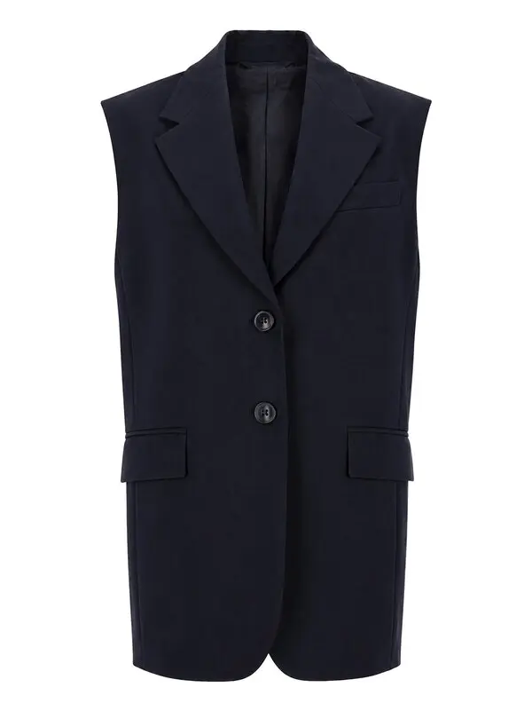Max Mara Giacca Smanicata In Lana - Blue