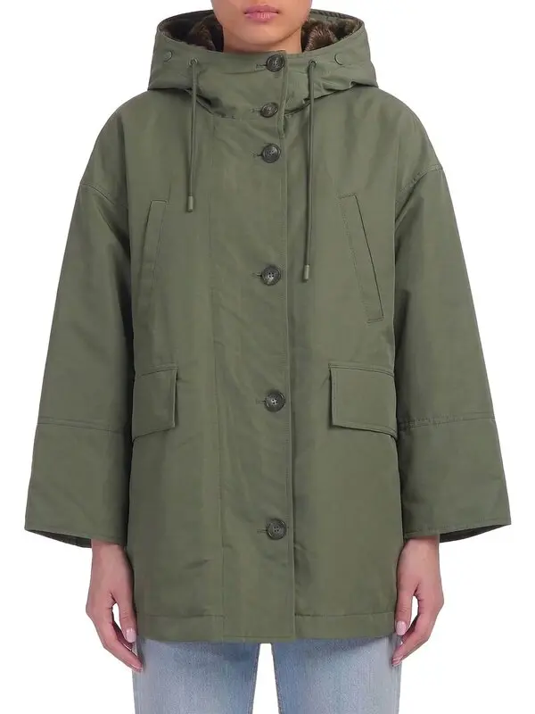 Max Mara Hooded Parka In Cotton Blend - Brown