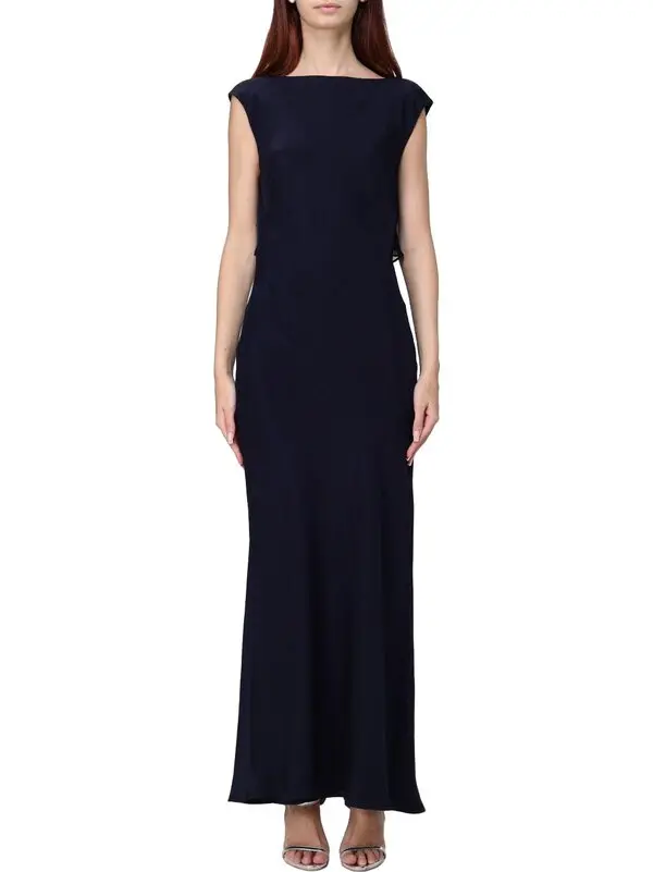 Max Mara Sleeveless Long Evening Gown In Criªpe De Chine With Straight Neckline - Multicolor