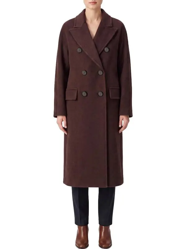 Max Mara Angus Long Double-breasted Coat In Cashmere And Alpaca - Black