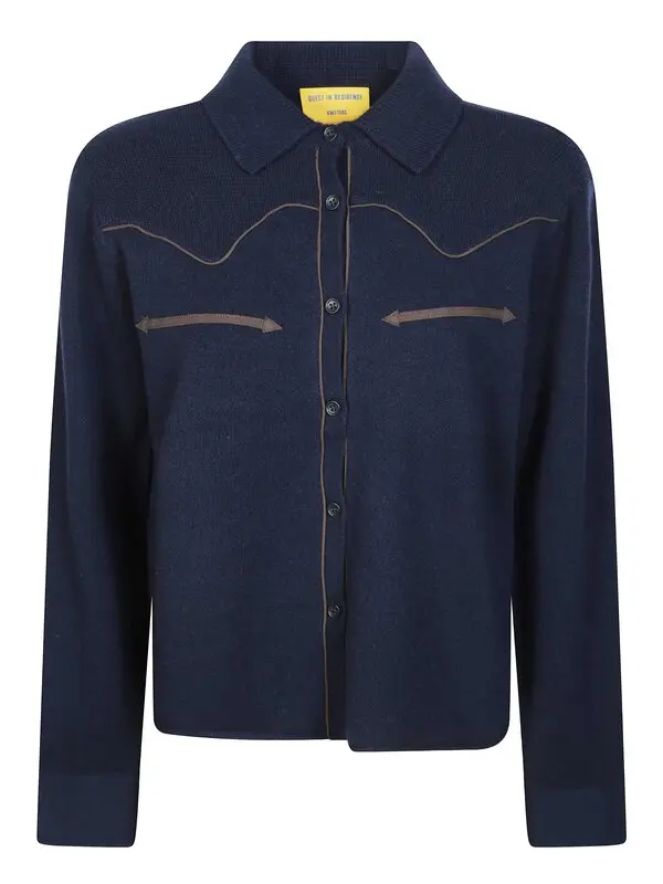 Guest In Residence Cropped Western Cashmere Shirt - Blu