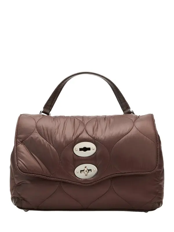 ZANELLATO Postman Mini Handbag In Black Technical Fabric - Brown