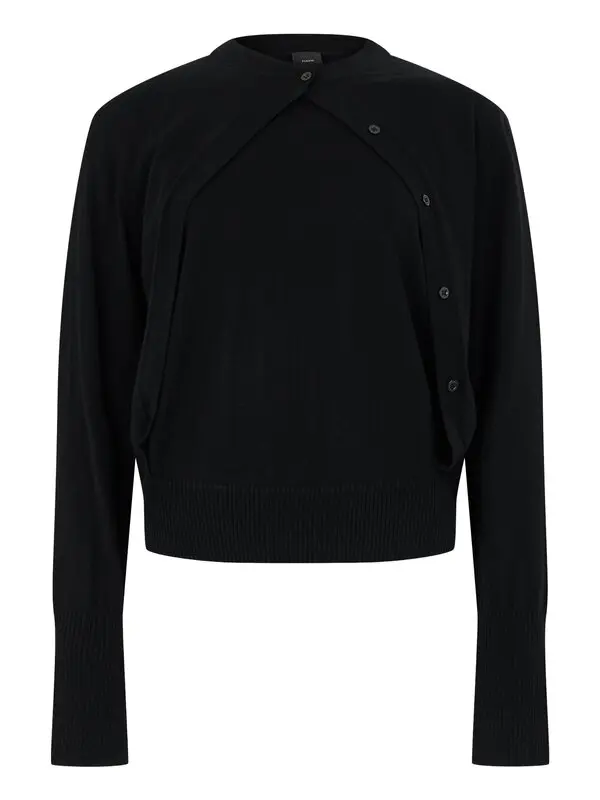 Pinko Wool Button-detail Sweater - Black