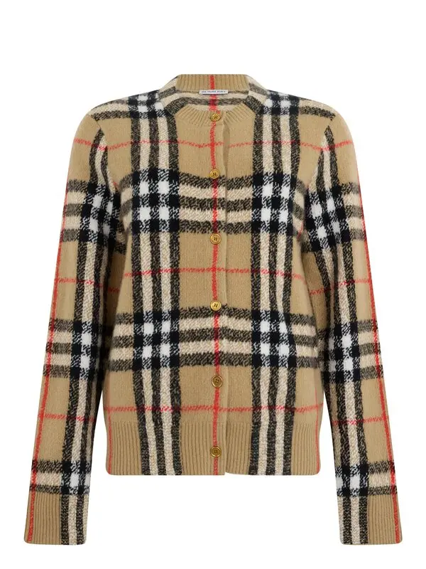 Burberry Checkered Cashmere Pullover Sweater - Beige
