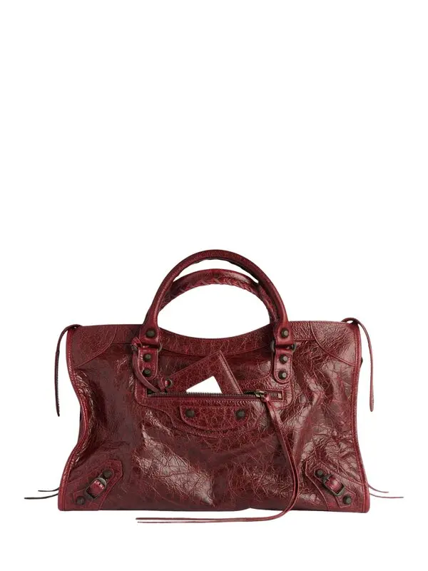 Balenciaga Distressed Leather Tote Bag - Red