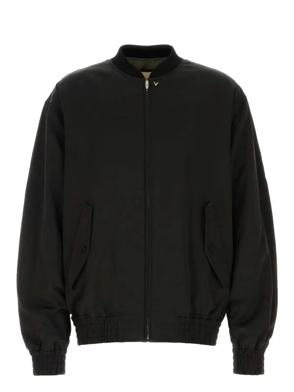 Valentino Garavani Viscose-blend Bomber Jacket With Cupro Lining - Black