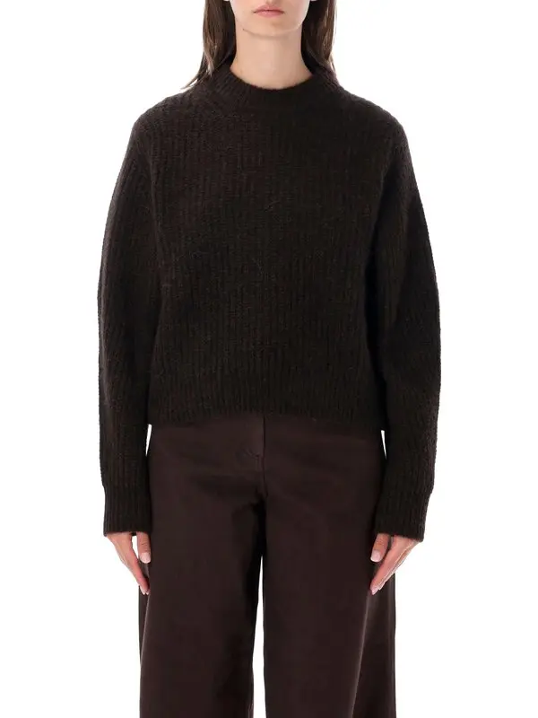 SESSUN Oversized Knit Mock Neck Sweater - Marrone